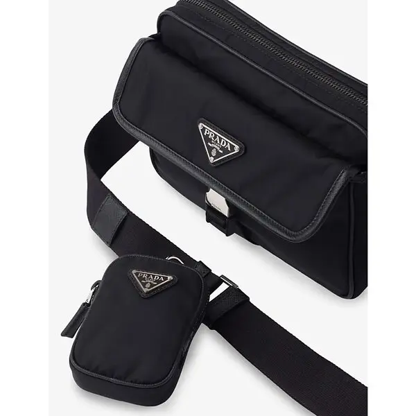 Prada Re-nylon And Leather Shoulder Bag - Black