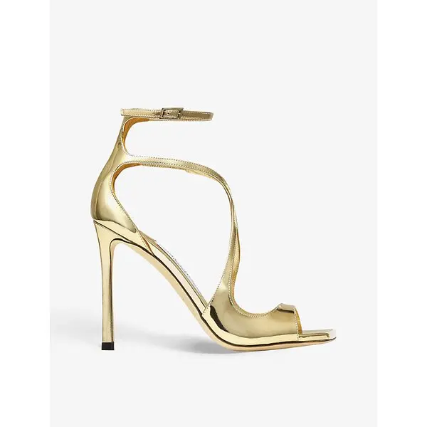 JIMMY CHOO Azia 110 Leather Heeled Sandals - Gold