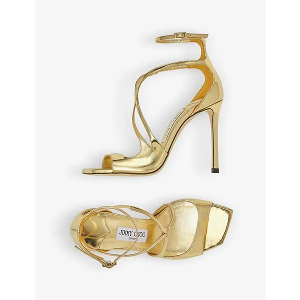 JIMMY CHOO Azia 110 Leather Heeled Sandals - Gold