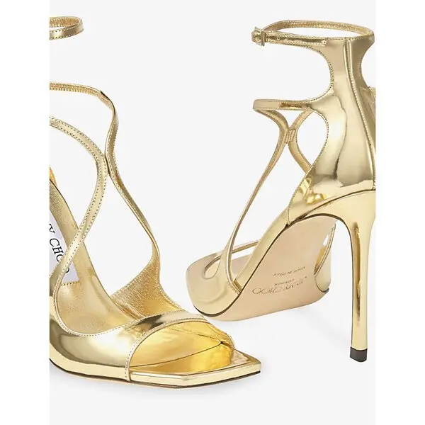 JIMMY CHOO Azia 110 Leather Heeled Sandals - Gold