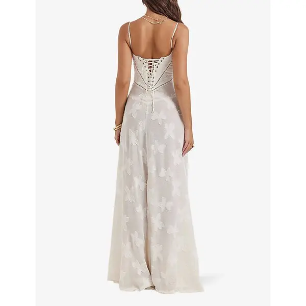 House of CB Seren Lace-Up Maxi Dress - Pink Floral Print