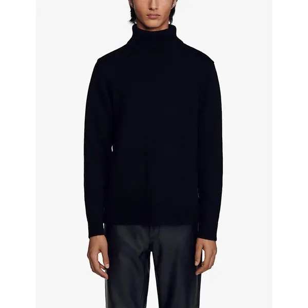 Sandro Knitted Wool-blend Jumper - Noir / Gris