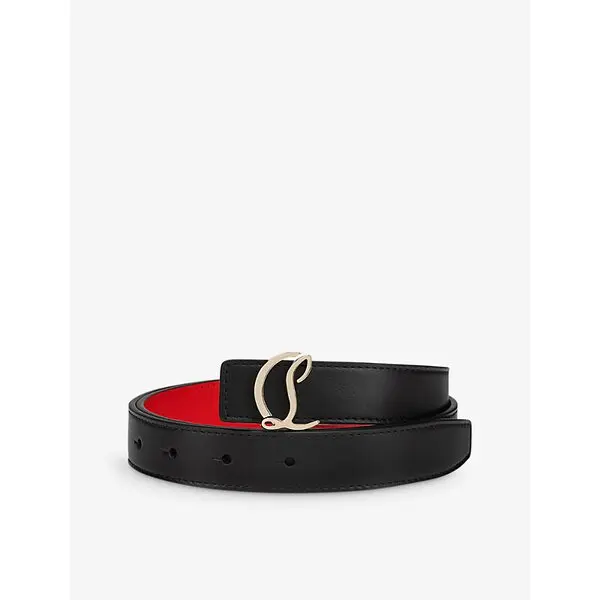 Christian Louboutin Black Leather belt with Gold Logo Buckle CL Logo - Belt - Calf leather - Black - Christian Louboutin  main image 2