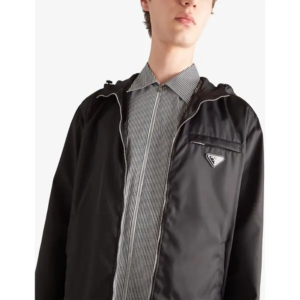 Prada Re-nylon Brand-plaque Hooded Polyamide Jacket
