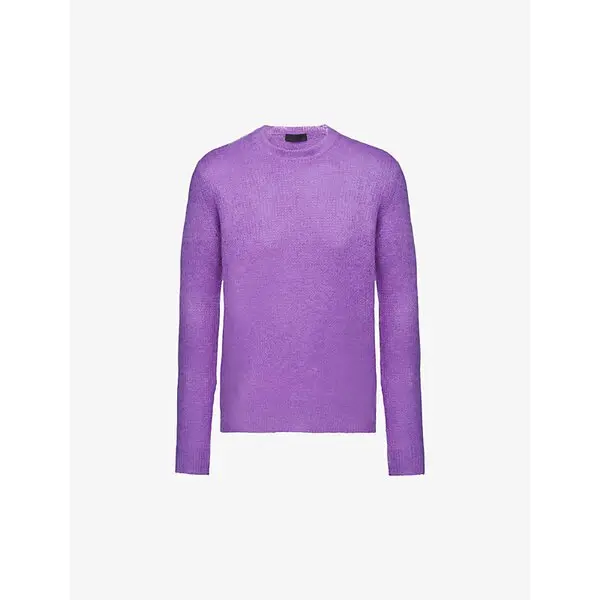 Prada Brand-badge Mohair-blend Sweatshirt - Wisteria