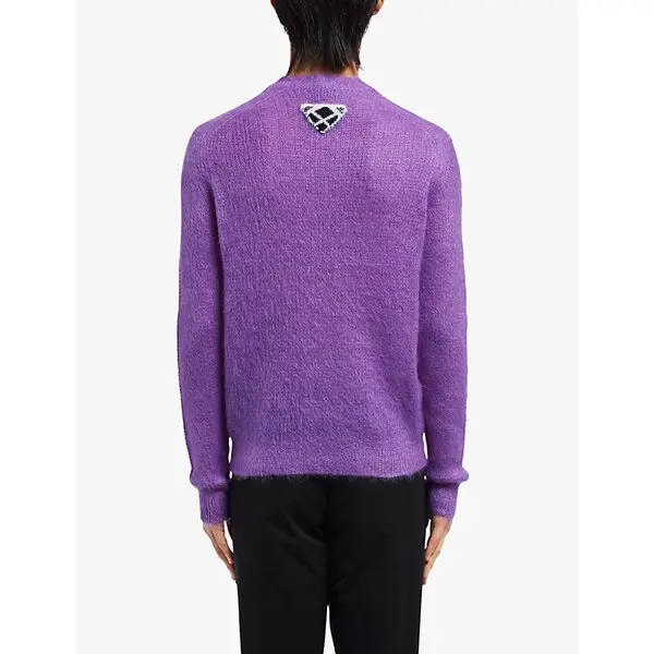 Prada Brand-badge Mohair-blend Sweatshirt - Wisteria