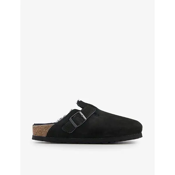 BIRKENSTOCK Boston Buckle-embellished Suede Sandals - Black