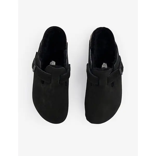 BIRKENSTOCK Boston Buckle-embellished Suede Sandals - Black