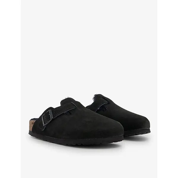 BIRKENSTOCK Boston Buckle-embellished Suede Sandals - Black