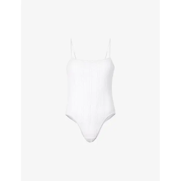 COU COU Pointelle-pattern Cotton Body - 001 White
