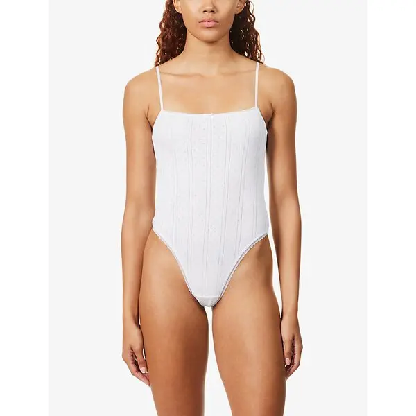 COU COU Pointelle-pattern Cotton Body - 001 White