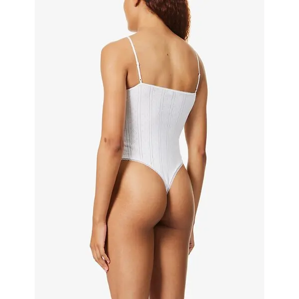 COU COU Pointelle-pattern Cotton Body - 001 White