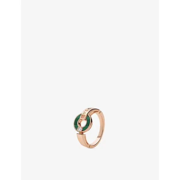 BVLGARI 18ct Diamond And Malachite Ring - Rose Gold