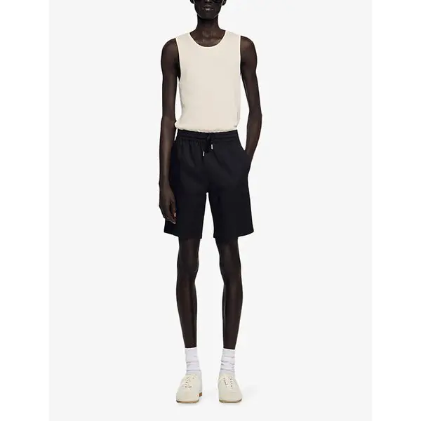 Sandro Stretch Cotton-blend Shorts - Black