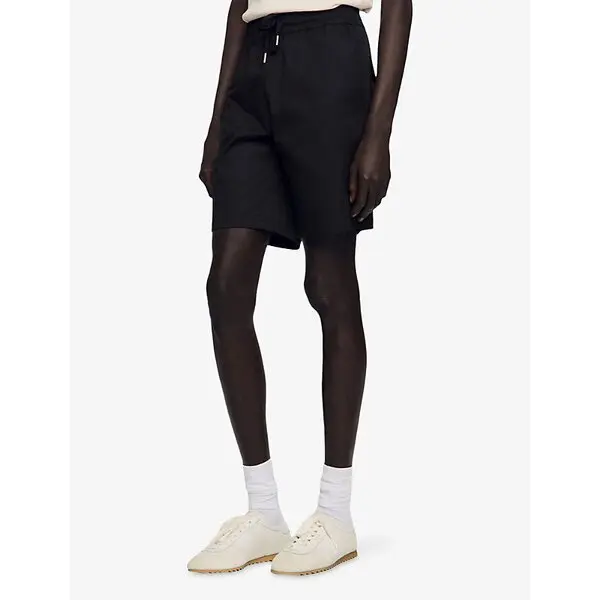 Sandro Stretch Cotton-blend Shorts - Black