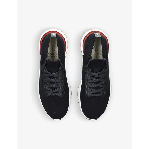 Brunello Cucinelli Brand-embossed Knitted Low-top Trainers - Blue Other
