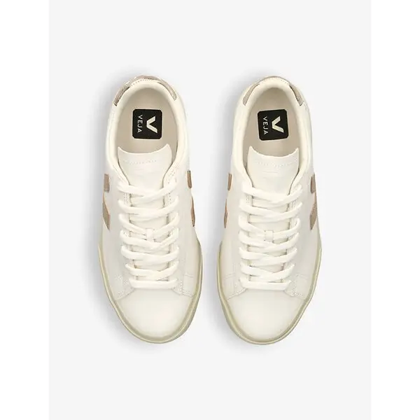 VEJA Campo Logo-embroidered Low-top Leather Trainers - Gold Comb