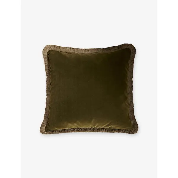SOHO HOME Margeaux Square Velvet Cushion 50cm X 50cm - Olive