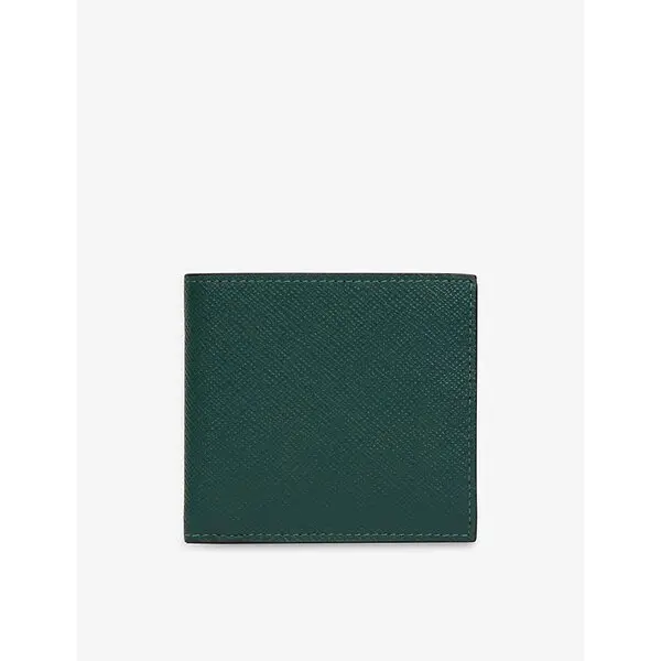 Smythson Panama Grained Leather Wallet - Green