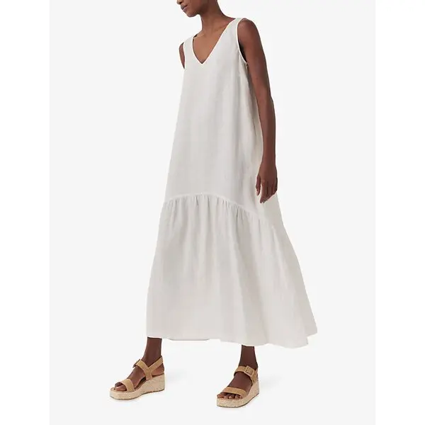 chinese dress ladies Maxi linen dress AGRA in White