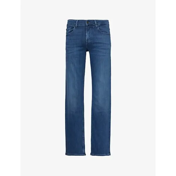 7 For All Mankind Regular-fit Straight-leg Stretch Denim-blend Jeans - Mid Blue