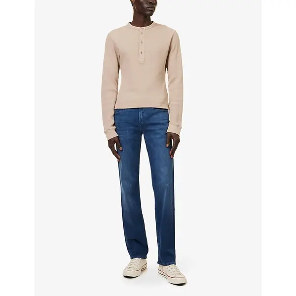 7 For All Mankind Regular-fit Straight-leg Stretch Denim-blend Jeans - Mid Blue