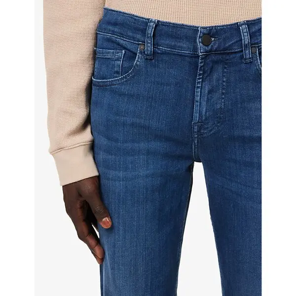 7 For All Mankind Regular-fit Straight-leg Stretch Denim-blend Jeans - Mid Blue