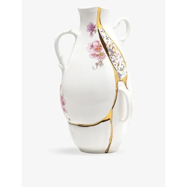 SELETTI Kintsugi 24ct Yellow-gold Plated Porcelain Vase 32cm - One-color
