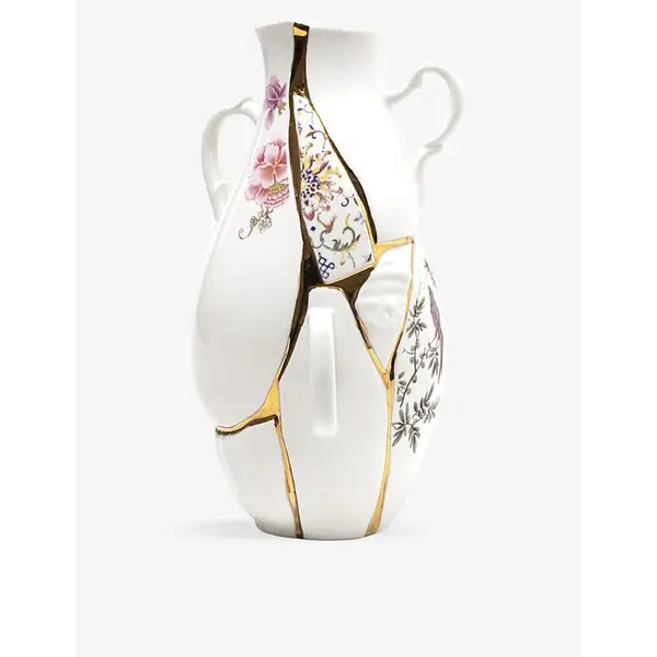 SELETTI Kintsugi 24ct Yellow-gold Plated Porcelain Vase 32cm - One-color