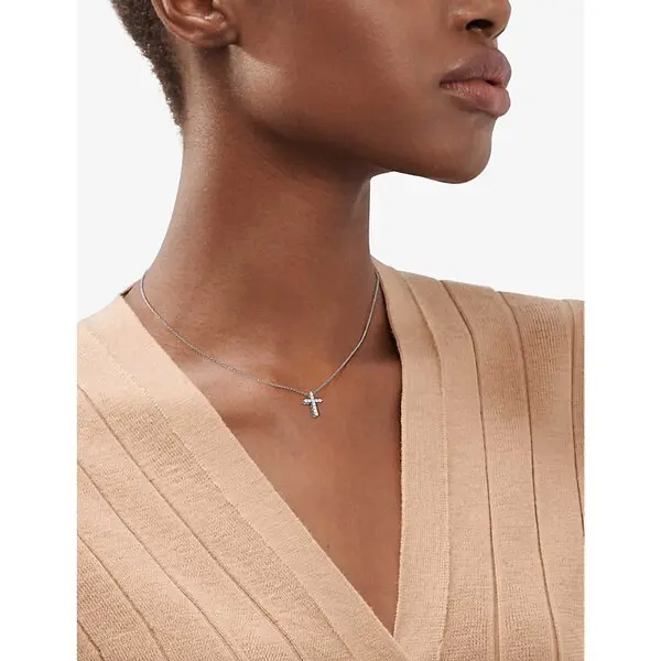 Tiffany & Co. Cross Diamond Pendant Necklace
