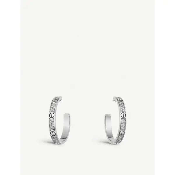 CARTIER Love 18ct White-gold Diamond Hoop Earrings - White Gold