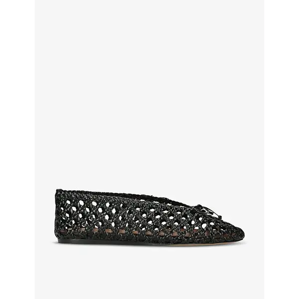 Le Monde Beryl Regency Bow-embellished Leather Slippers - Black