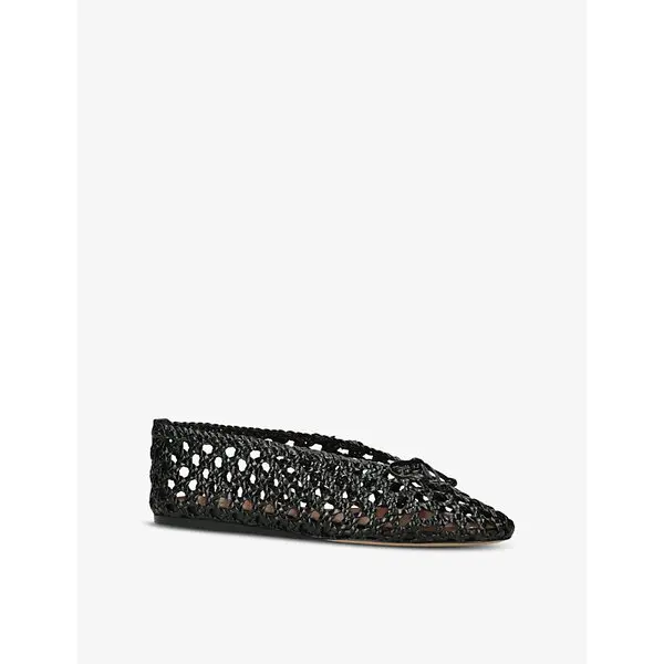 Le Monde Beryl Regency Bow-embellished Leather Slippers - Black