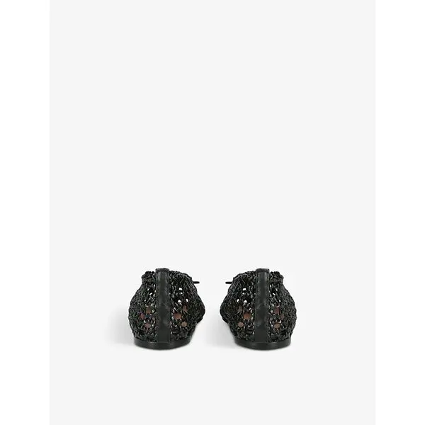 Le Monde Beryl Regency Bow-embellished Leather Slippers - Black