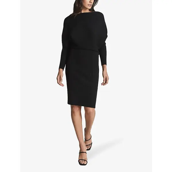 REISS Lara Stretch-knit Midi Dress - Black