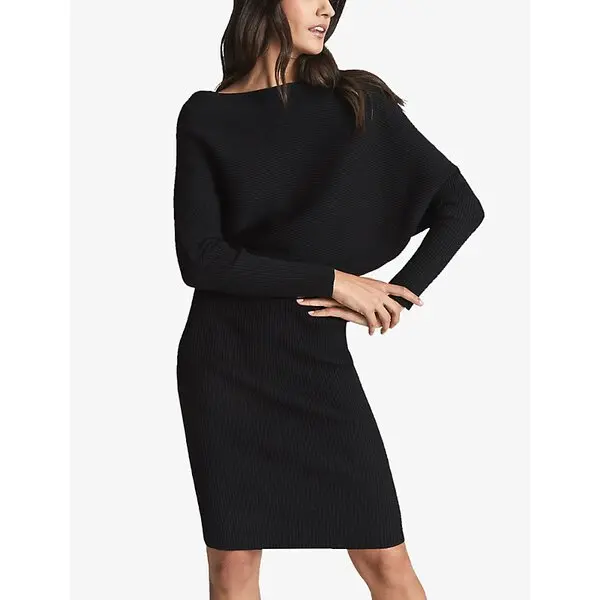 REISS Lara Stretch-knit Midi Dress - Black