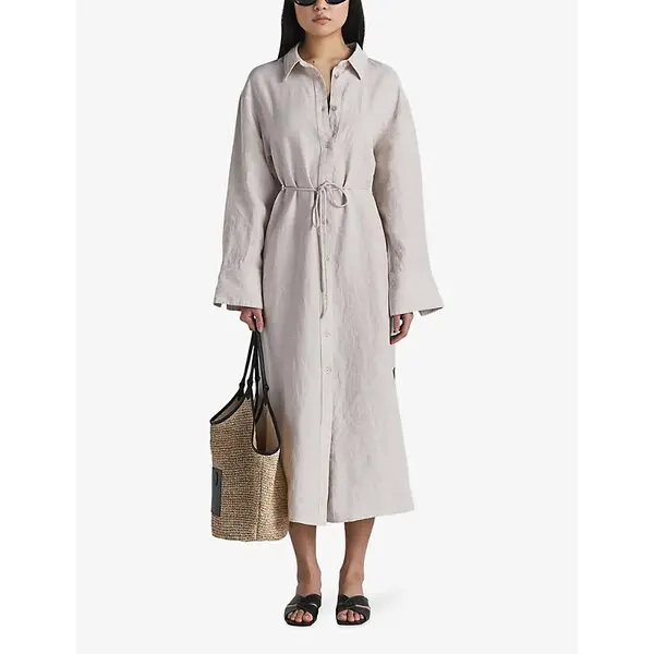 pleated skirt midi dress Avec Les Filles Women's Release Pleat Skirt Combo Dress - Black and Khaki