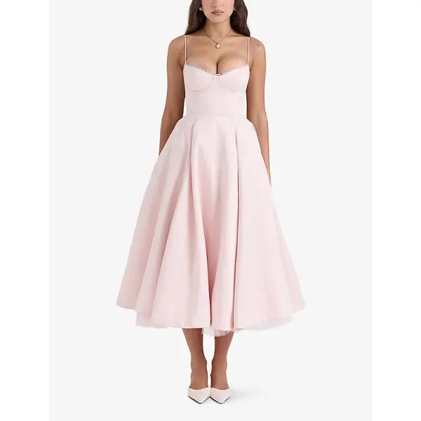 House Of Cb Mademoiselle Floral-Print Midi Dress - Ballerina Pink |  Editorialist