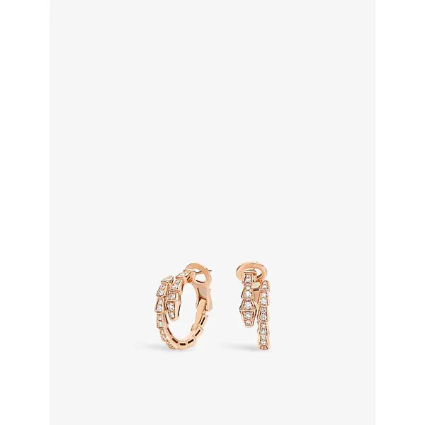 BVLGARI Serpenti Viper 18ct Rose-gold And Diamond Earrings - Rose Gold