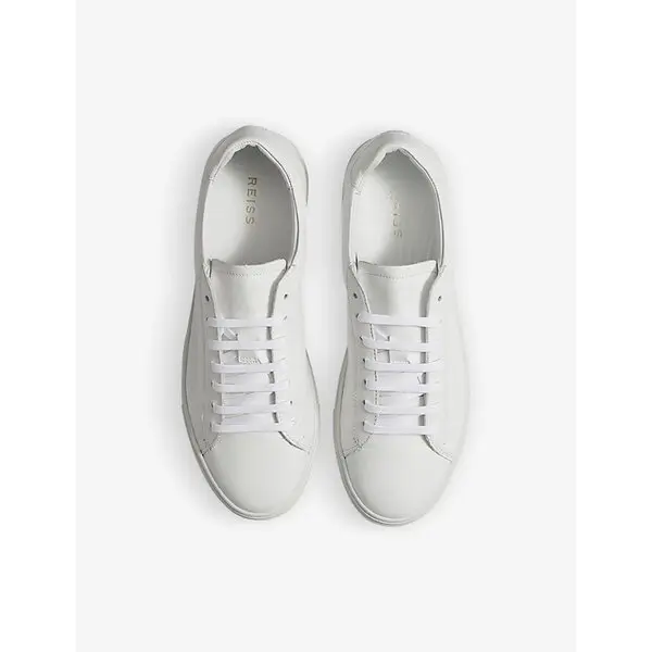 REISS Finley Leather Low-top Trainers - White