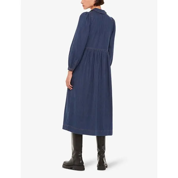 Whistles Rina Collared Denim Midi Dress In Blue - 39% Off | Editorialist