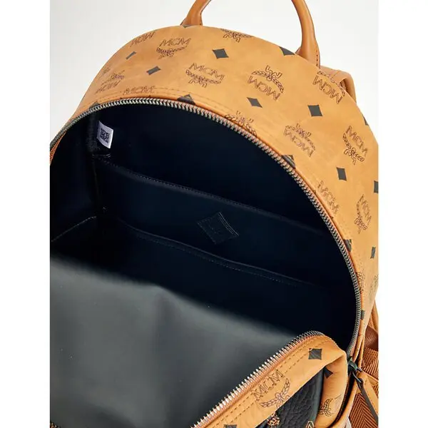 Mcm Euro 2024 Medium Monogram-Print Faux-Leather Backpack - Cognac