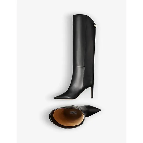 JIMMY CHOO Alizze Pointed-toe Leather Knee-high Boots