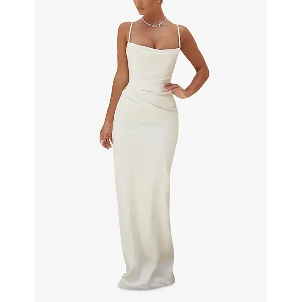 maxi dress white Intimacy White Lace Corset Split Maxi Dress – Club L London