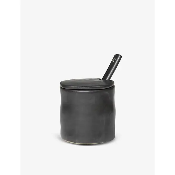FERM LIVING Flow Porcelain Jar With Spoon 8cm