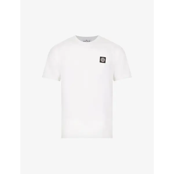 Stone Island Logo-patch Regular-fit Cotton-jersey T-shirt - White