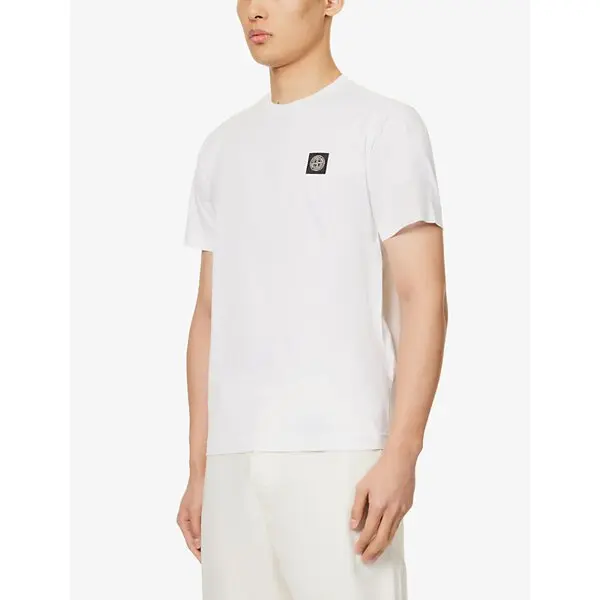 Stone Island Logo-patch Regular-fit Cotton-jersey T-shirt - White