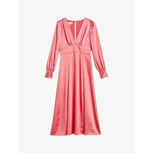Ted Baker London Daniia Blouson-Sleeve Satin Midi Dress In Coral - 80% Off  | Editorialist
