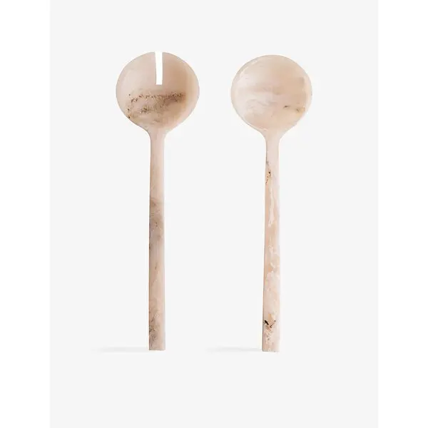 SOHO HOME Henrietta Resin Salad Servers Set Of 2 - White
