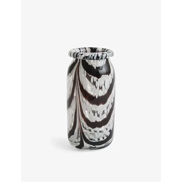 HAY Splash Swirl-pattern Glass Vase - Coffee And White